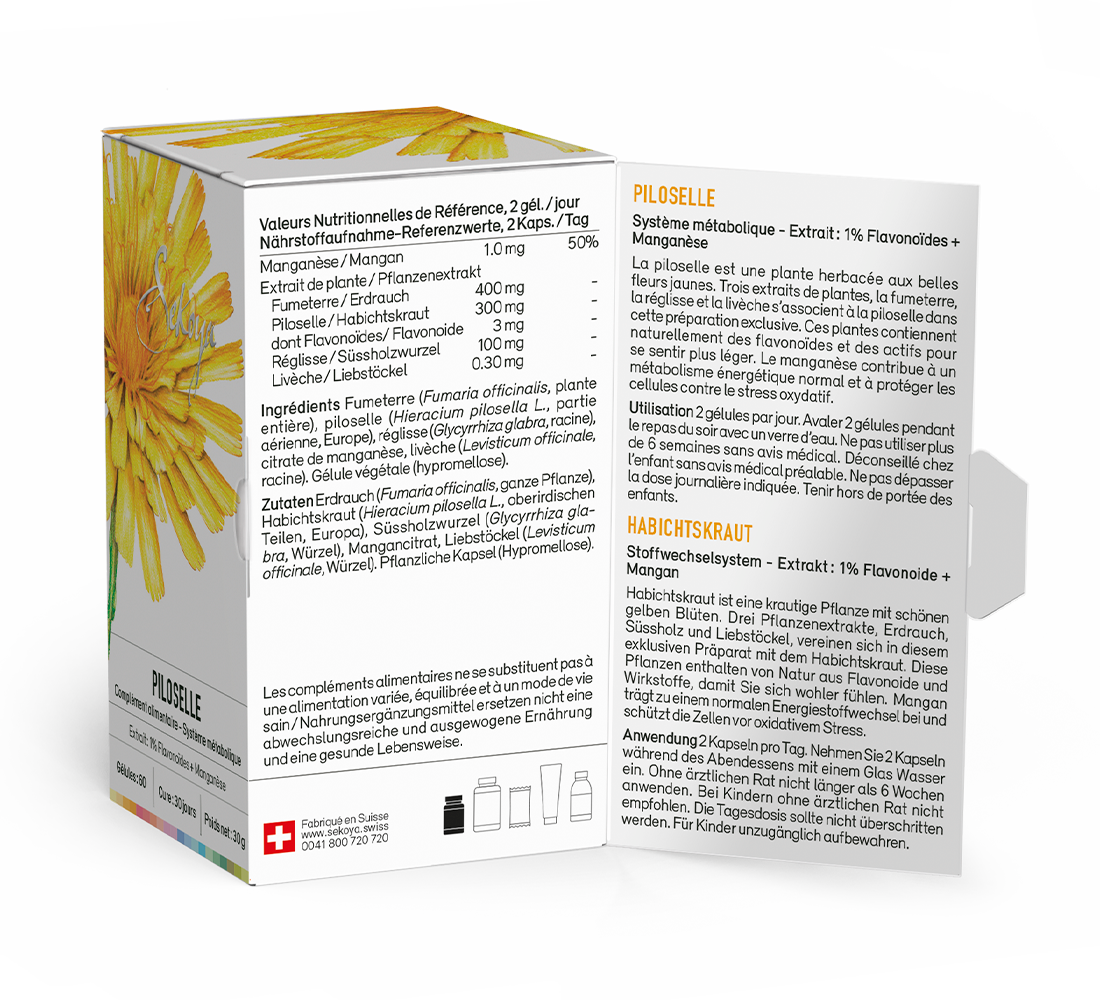 Piloselle 60 gélules - Complément rétention d'eau | Sekoya